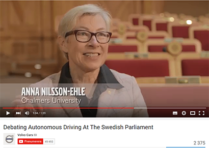 Anna Nilsson-Ehle debating autonomous driving at the Swedish Parliament ...